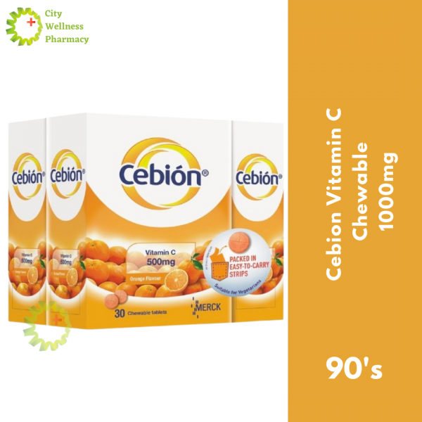 Cebion Chewable Vitamin C Orange Flavour 500mg 30's x 3 | PGMall