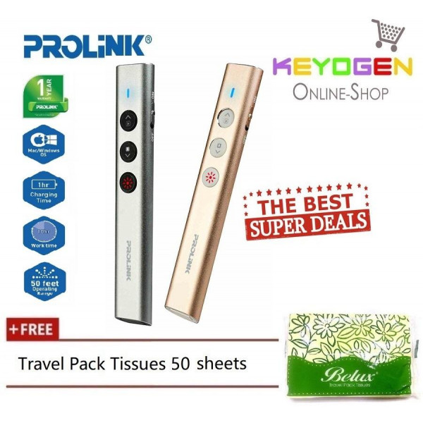 PROLiNK PWP108G 2.4 GHz Wireless Presenter FREE Travel Pack Tissues 50 ...