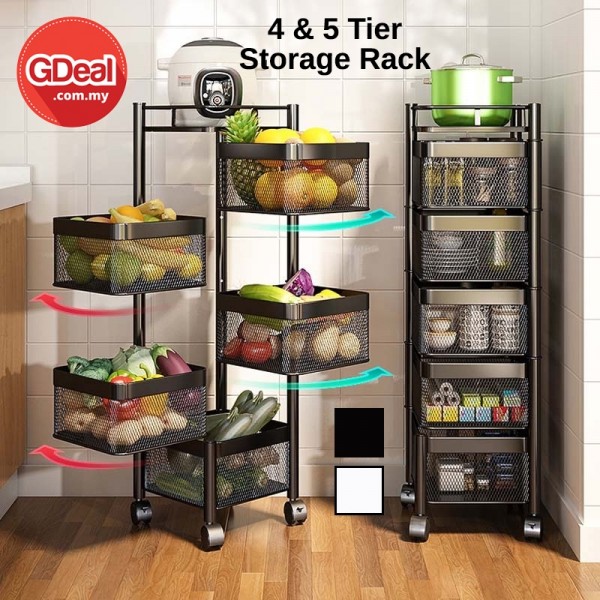 GDeal (5 Tier 99.9) 4 & 5 Tiers Kitchen Rotating Square Shelf Storage ...