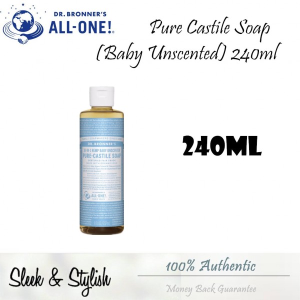Dr Bronner's Pure Castile Soap 240ml (Bab Unscented) | Dr. Bronner’s 18-in-1 Pure-Castile Soap ...