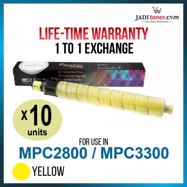 10 units Compatible Ricoh Yellow Toner Cartridge For Use in Ricoh MPC2800 / MPC3300 / Ricoh ...
