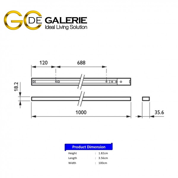 TRACK LIGHT RAIL 1 METER White | PGMall