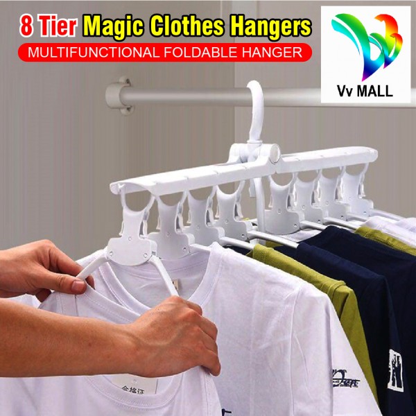 8 in 1 Multifunctional clothes Hanger 360° Rotatable Foldable Drying ...