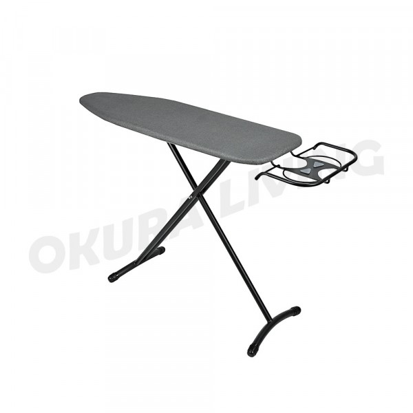 OKURA Foldable Ironing Iron Board 110cm x 33cm Non-Slip Iron Rest Black ...