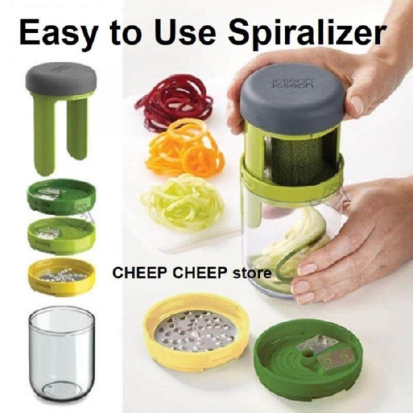 3 in 1 Handheld Spiralizer Vegetable Spiral Slicer Peeler Cutter ...