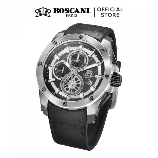 Roscani Paul 988 (Chronograph + WR10ATM) Leather Men Watch Rose Gold ...