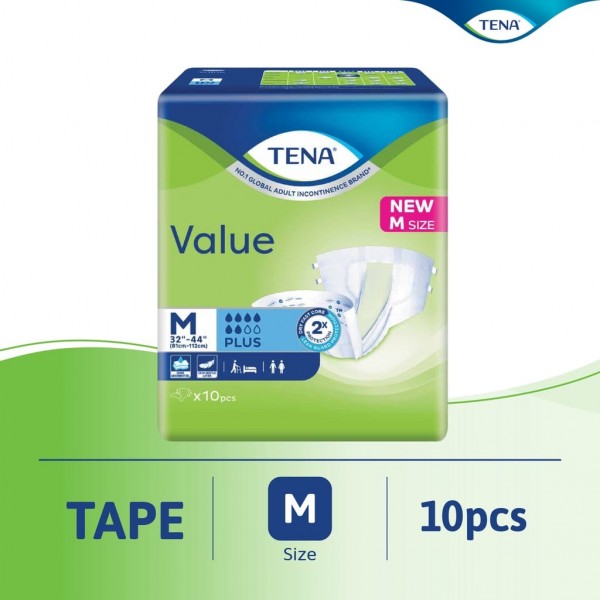 TENA VALUE ADULT TAPE DIAPER SIZE:M10 (1 PACKS) READY STOCK | PGMall