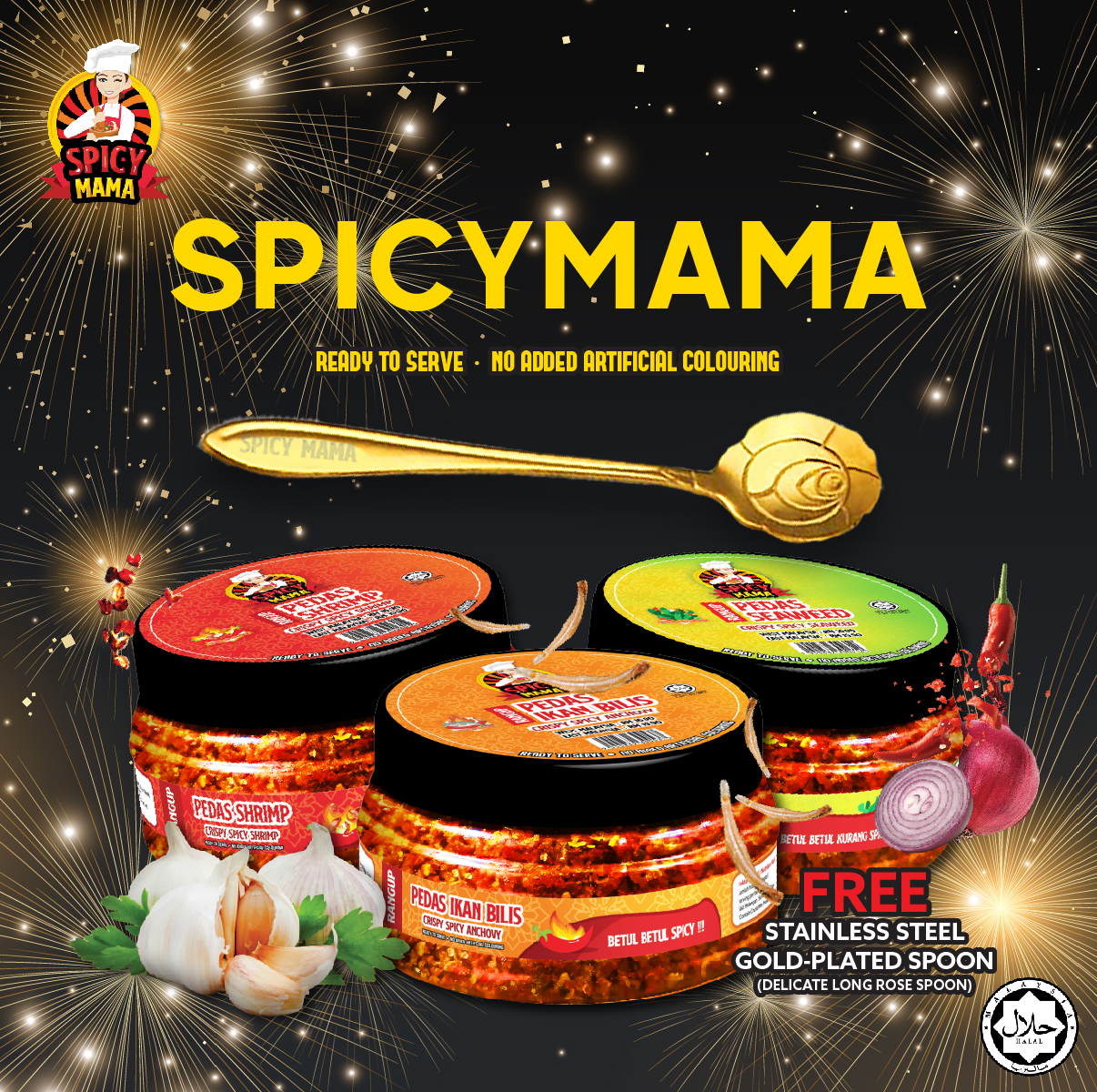 [Combo Set-3 flavor ] Chili Paste Sambal Garing SpicyMama Crispy Spicy ...