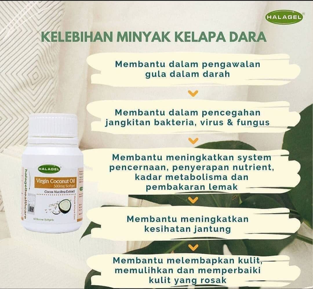 HALAGEL MINYAK KELAPA DARA (VCO) WHITE/MULTI 60 PCS/BOTOL | PGMall