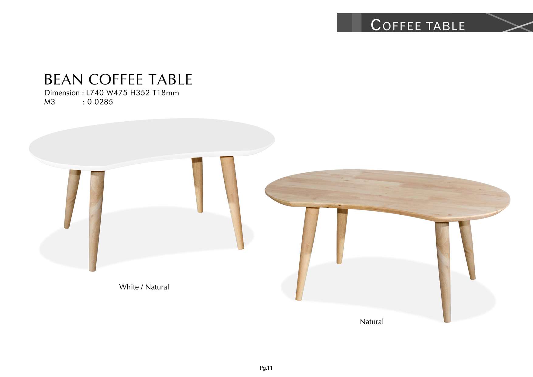 Solid wood bean Shape coffee table MULTI COLOR | PGMall