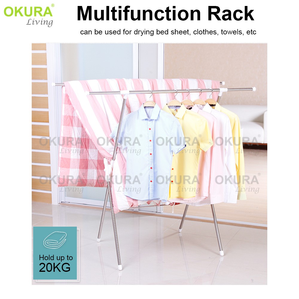 OKURA Stainless Steel Extendable X-Type Clothes Drying and Hanging Rack ...